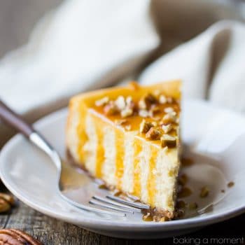 Caramel Pecan Cheesecake - Baking A Moment