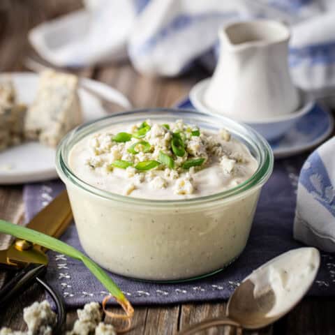 Easy Blue Cheese Dressing Recipe: Creamy, thick, & chunky! - Baking A ...